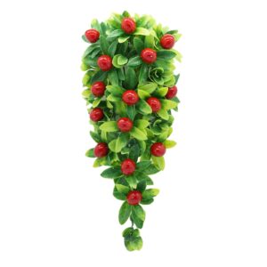 okngr 1 pcs artificial hanging plant with fruits, 15.74 inch plastic fake greenery vine hanging garland decorative hanging flowers for home kitchen garden office wedding wall indoor outdoor decor