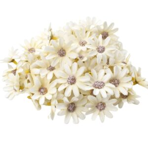 laputa home decor 100pcs fabric flower head bulk fadeless artificial flower petal patch garland diy craft assorted colors for wedding decor bride party garden ornament beige one size