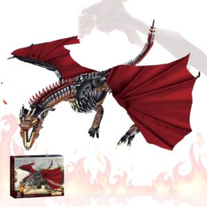 building toys dragon set building kit 1889 pieces stem building blocks for boys red fire dragon construction set with wings & base holder building bricks display collection great gift for adult