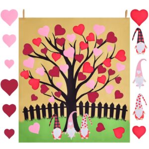 funlittletoys valentine's day decorations set diy felt tree for kids, felt board with 48pcs detachable colorful ornaments, wall room decor valentines gifts crafts toys for kids toddles