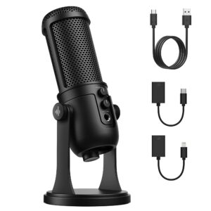 donner usb condenser microphone for pc, ps4/5, usb microphone with instrument interface for gaming recording streaming podcasting, 4 pickup patterns, compatible with major live broadcast software