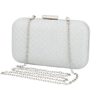 tanpell women's evening bag glittering clutch handbag wedding party bridal purse with detachable chain (silver)