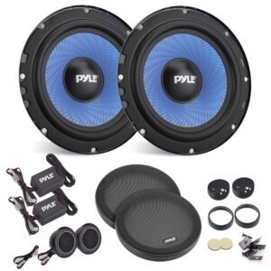 pyle two-way component speaker system - one pair 6.5" two-way component kit, non-fatiguing butyl rubber surround, 360 watts w/ 4 ohm impedance and 1" high-temperature asv voice coil - pl650cbl