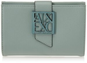 a|x armani exchange women's square logo flap wallet, magnesium, os