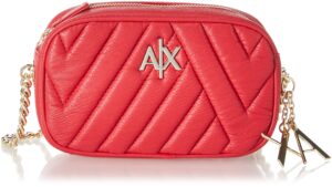 a|x armani exchange women's quilted camera case bag , red, os