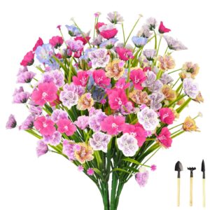 dolicer 6 bundles artificial flowers outdoor uv resistant outdoor decoration faux plastic flower in bulk faux plastic shrubs fake flowers no fade garden porch window box home office decor, colorful