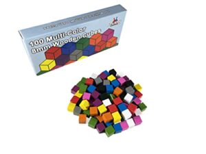 100 wooden cubes, family games accessories – multi-color board game tokens ideal for sorting, counting, classrooms, replacement pieces