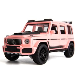 wakakac model car 1/22 scale benz g800 alloy collectible pull back toy vehicle with light and sound door can be open toy car for boys adults gift(pink)