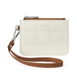 cluci small quilted coin purse leather rfid blocking card holder slim wristlet wallets for women zipper pocket