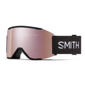 smith squad mag goggles with chromapop lens – performance snowsports goggles with easy lens change technology for skiing & snowboarding – for men & women – black + everyday rose gold mirror lens