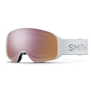 smith 4d mag s goggles with chromapop lens – performance snowsports goggles with easy lens change technology for skiing & snowboarding – white chunky knit + everyday rose gold mirror lens