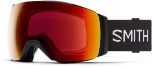 smith optics i/o mag xl low bridge fit unisex snow goggle - black, chromapop everyday red mirror