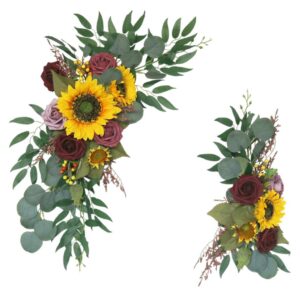 colcolo 2pcs flower swag sunflowers flower garland decor for ceremony backdrop