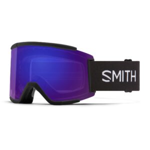 smith squad xl goggles with chromapop lens – performance snowsports goggles with replaceable lens for skiing & snowboarding – for men & women with larger faces – black + everyday violet mirror lens