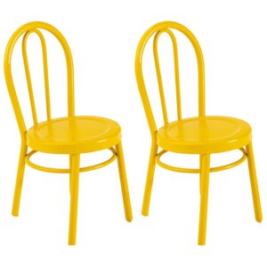 hiawbon 2 pcs miniature yellow dinning chair 1:12 scale mini metal chairs for diy dollhouse kitchen furniture decoration