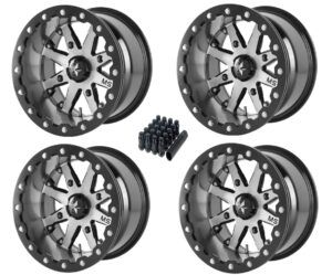 powersports bundle full set of msa m21 lok beadlock 15x7 4/137 00mm wheels, black