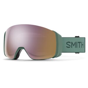 smith optics 4d mag low bridge fit unisex snow goggle - alpine green, chromapop everyday rose gold mirror