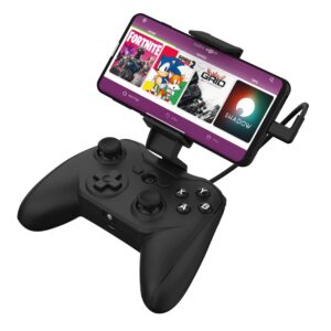 rotor riot gaming controller for android – wired android gamepad with triggers, power pass through charging, d-pad - handheld game console accessory with zerog mobile device holder