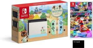 new switch deluxe game holiday bundle: animal crossing-new horizons special edition + mario kart 8 deluxe game, and t.f. card