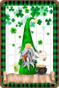 wzvzgz happy st. patrick's day green gnome garden retro tin sign fun bathroom decoration vertical home wall decoration birthday anniversary housewarming gift ladies men 6x8 inches