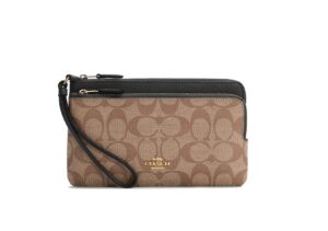 coach signature pvc double zip wallet