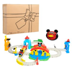 disney junior mickey mouse around town track set, 35-piece remote control toy train, officially licensed kids toys for ages 3 up, amazon exclusive