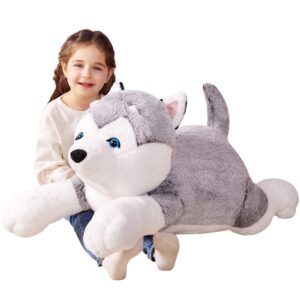 ikasa giant husky stuffed animal plush toy,30" large dog puppy cute jumbo soft toys,huge big size plushy fluffy fat plushie,gifts for kids