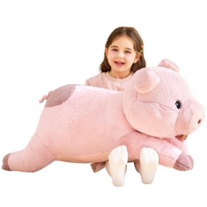 ikasa giant pig stuffed animal plush toy,30 inches large toys gifts for kids girls boys girlfriend children