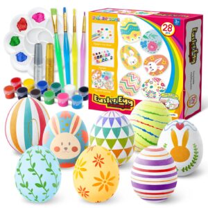 easter white eggs painting kit-paintable hanging flocking eggs with rope, doodle kit for diy design, easter decoration, egg hunts, basket fillers, easter gift,28pcs