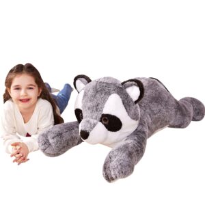 ikasa giant raccoon stuffed animal plush toy,large racoon 30" cute jumbo soft toys,huge big size plushy fluffy fat oversized plushie,gifts for kids