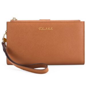 falan mule women's leather double zip around wristlet wallet ladies clutch handbag