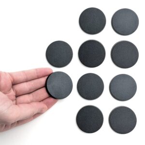 stonehaven miniatures 10pk - blank miniature bases, 40mm diameter - designed for 28mm scale tabletop war game miniatures - plastic, black