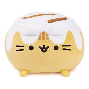 gund pusheen catfé cinnamon roll pusheen plush squisheen cat stuffed animal, 12”