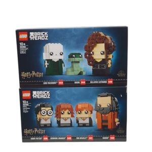 lego brickheadz harry potter, hermione, ron weasley, hagrid 4095 + lord voldemort, nagini, bellatrix lestrange 40496 set