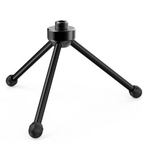 fifine tripod stand for desktop microphone with non-slip rubber feet, sturdy metal construction, foldable desk mic stand for gaming, podcasting, meetings, chatting