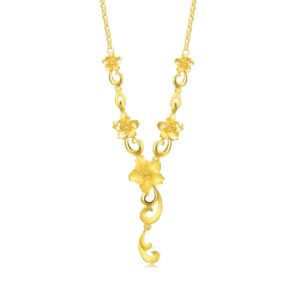 chow sang sang 999.9 24k solid gold price-by-weight 19.79g gold floral necklace for women and wedding occasion 49452n