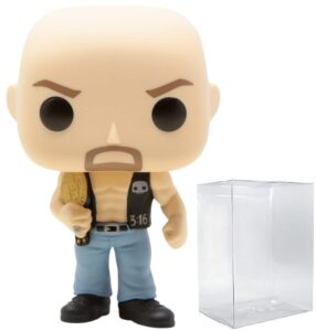 funko pop wwe: stone cold steve austin with belt pop! vinyl figure (bundled with compatible pop box protector case), multicolor, 3.75 inches