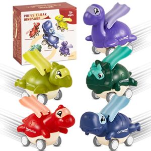 dinosaur toy cars for toddlers boys girls, hoolicute 5 pcs dinosaur toy trucks, press & go toys, cloak dino cars toddler toys for 2 3 4 5 year old baby kids, gift toys vehicles for boys girls