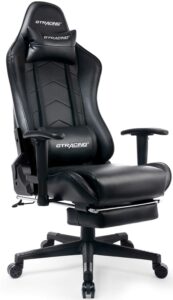 gtracing gaming chair for adults, racing style computer chair with footrest, adjustable reclining backrest and lumbar support, stylish high back chair for gaming and office (black)