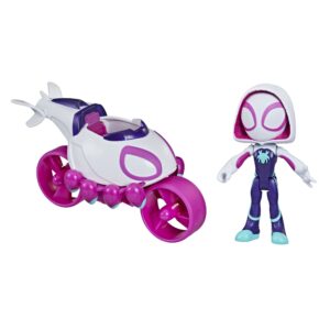 spidey and his amazing friends marvel ghost-spider action figure and copter-cycle vehicle, for kids ages 3 and up