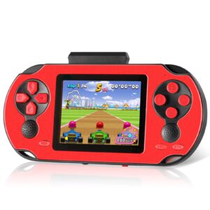 taddtoy 16 bit handheld game for kids adults, 3.0'' large screen preloaded 230 hd classic retro video games with usb rechargeable battery & 3 game cartridges for birthday gift for kids 4-12 (red)