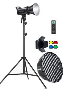 godox sl100d sl-100d 100w 5600k white version lcd panel led video light continuous output bowens mount studio light with p60 quick installation soft box,carrying bag, light stand (sl100bi kit)