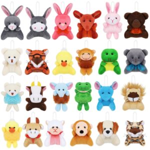 fovths 24 pieces mini plush animals toys set cute small stuffed animal keychain set for easter hunts, basket stuffers, easter party favor, goodie bag fillers, 2.4 inches