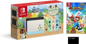 new switch deluxe holiday game bundle: animal crossing-new horizons special edition + nintendo switch mario and rabbids kingdom battle game and t.f. card