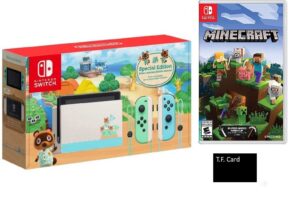 new switch deluxe holiday game bundle: animal crossing-new horizons special edition + nintendo switch minecraft game disk and t.f. card (renewed)