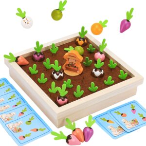 capt.goose vegetable memory game – fun and interactive kids wooden toys-learning toys for 3 year olds – carrot matching game for boys and girls –educational montessori kids games