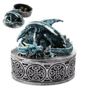 ddfe unique new dragon pattern dnd dice gift storage box,great dnd gifts giftware box,dungeons and dragons rpg mtg table games d&d pathfinder shadowrun,dnd accessories essentials kit(blue)