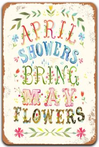 paximiga april showers bring may flowers retro look tin 8x12 inch decoration crafts sign 8 x 12 inch