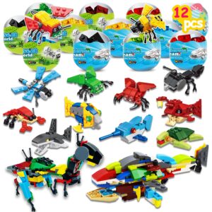 party favors for kids 4-8 8-12 mini building blocks toys with 12pcs insect & sea animals goodie bags stuffers pinata classroom prize box fillers birthday party supplies for boys girls