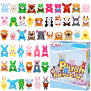 fovths 48 pieces mini plush animals toys set lovely small stuffed animal keychain decor for easter hunts, party favors, carnival prizes, egg hunt supplies, goodie bag fillers